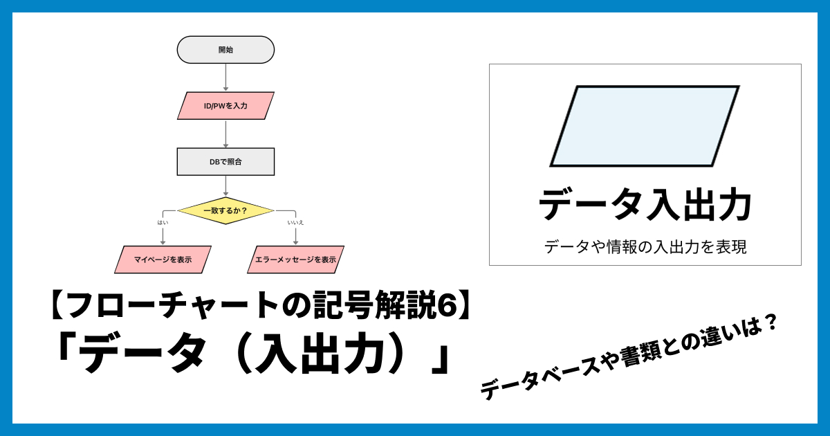【フローチャート記号解説6】「データ（入出力）」記号の意味と正しい使い方｜平行四辺形はいつ使う？ | xGrapher